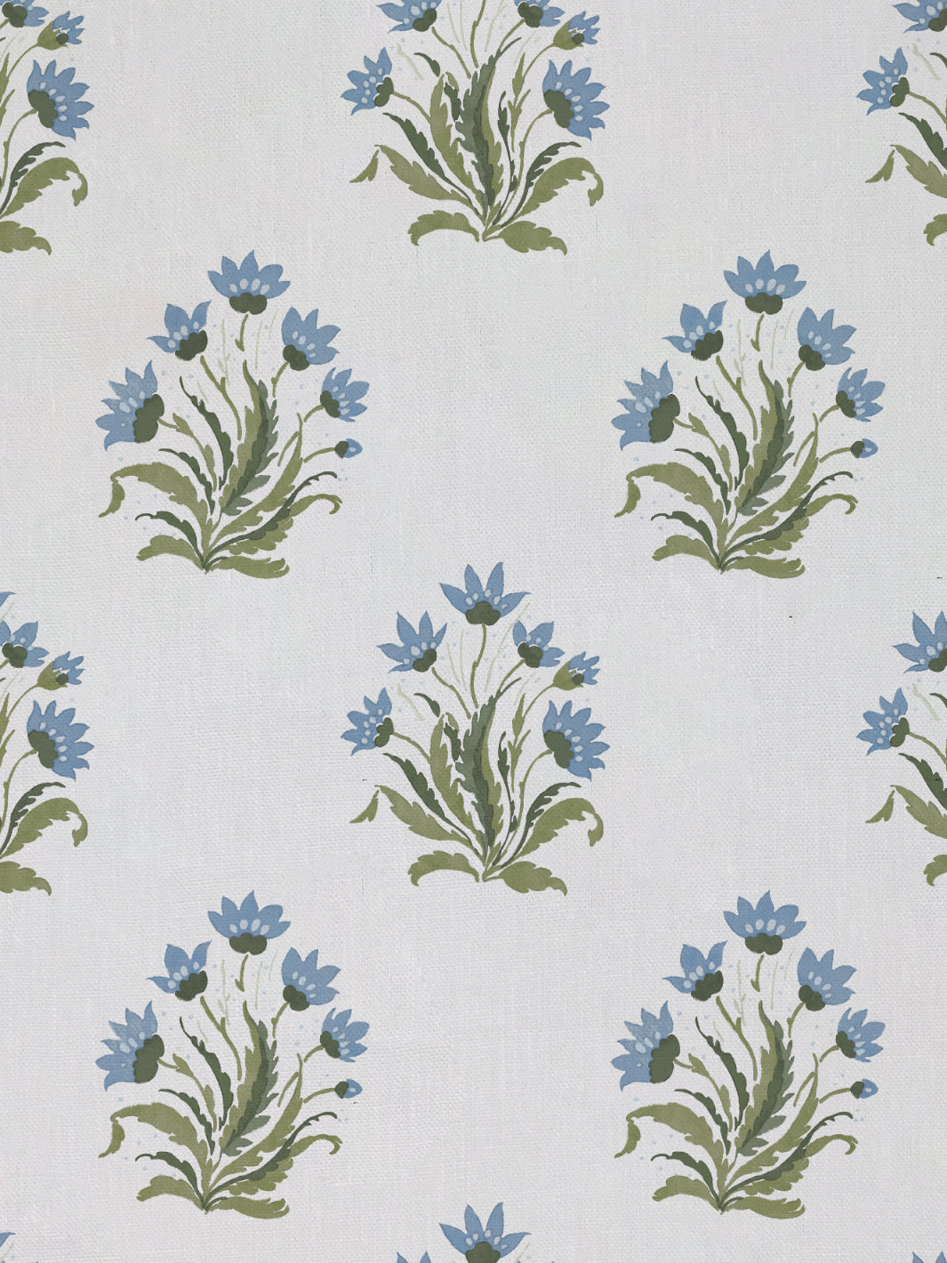 Hillhouse Block Print Small Linen Fabric Blue Green Nathan Turner
